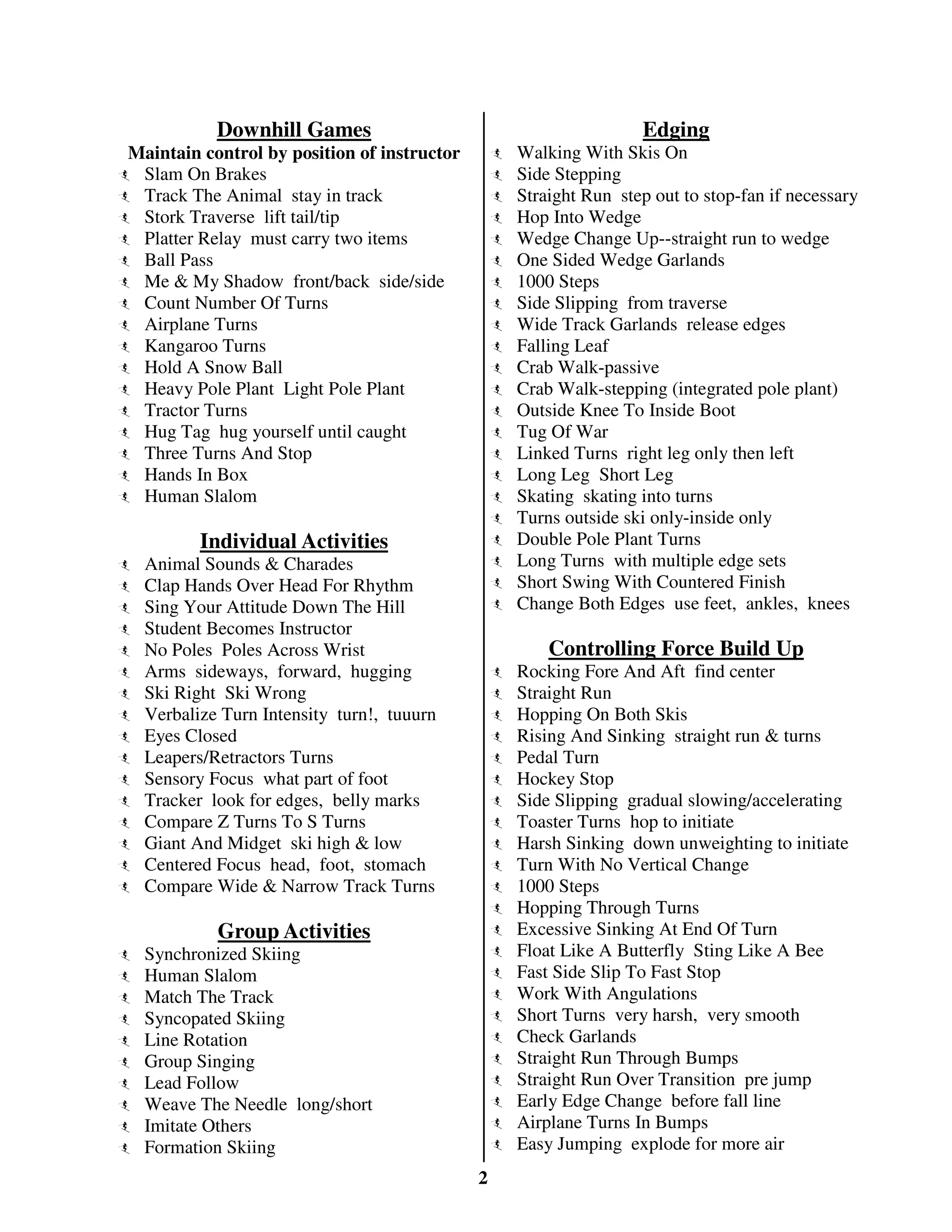 On-snow Ski Exercises & Games | PDF