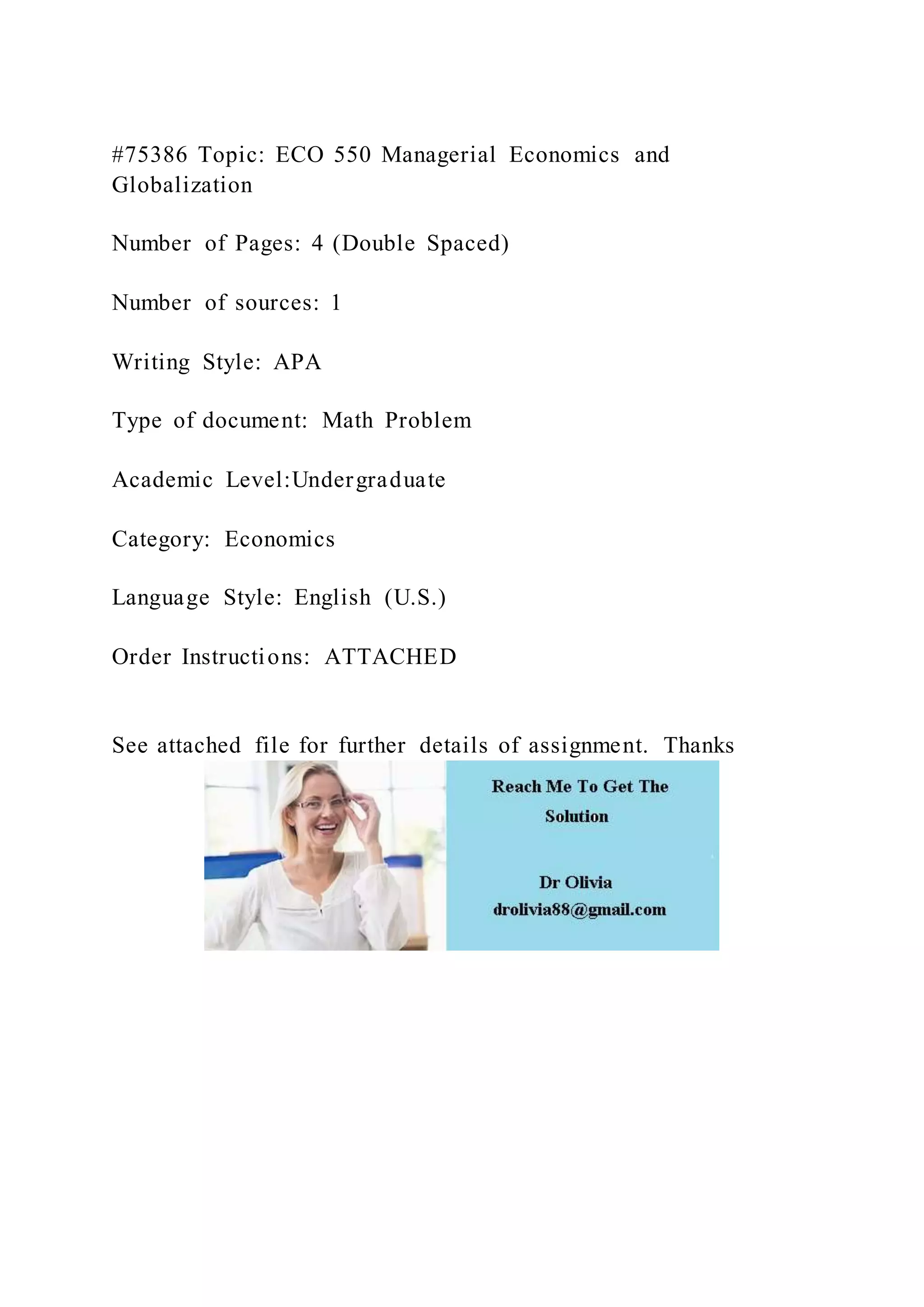 #75386 Topic ECO 550 Managerial Economics and GlobalizationNumb | DOCX