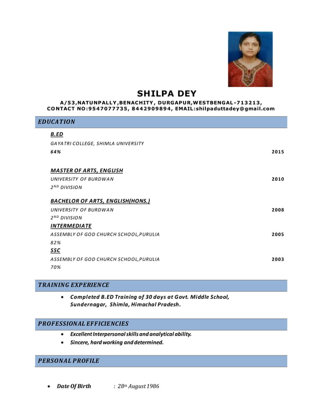 SHILPA DEY_RESUME | PDF