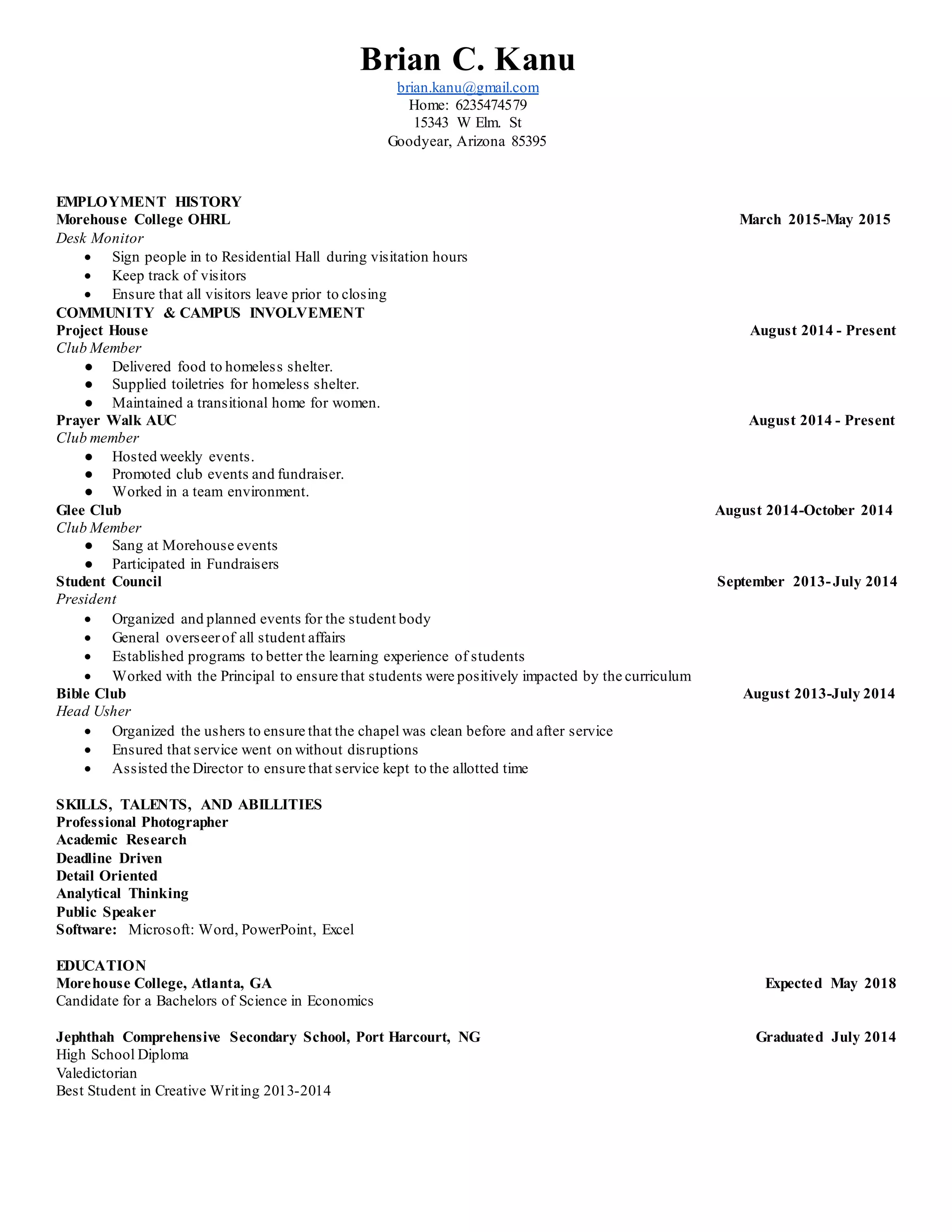 Brian Kanu Resume (1) | PDF