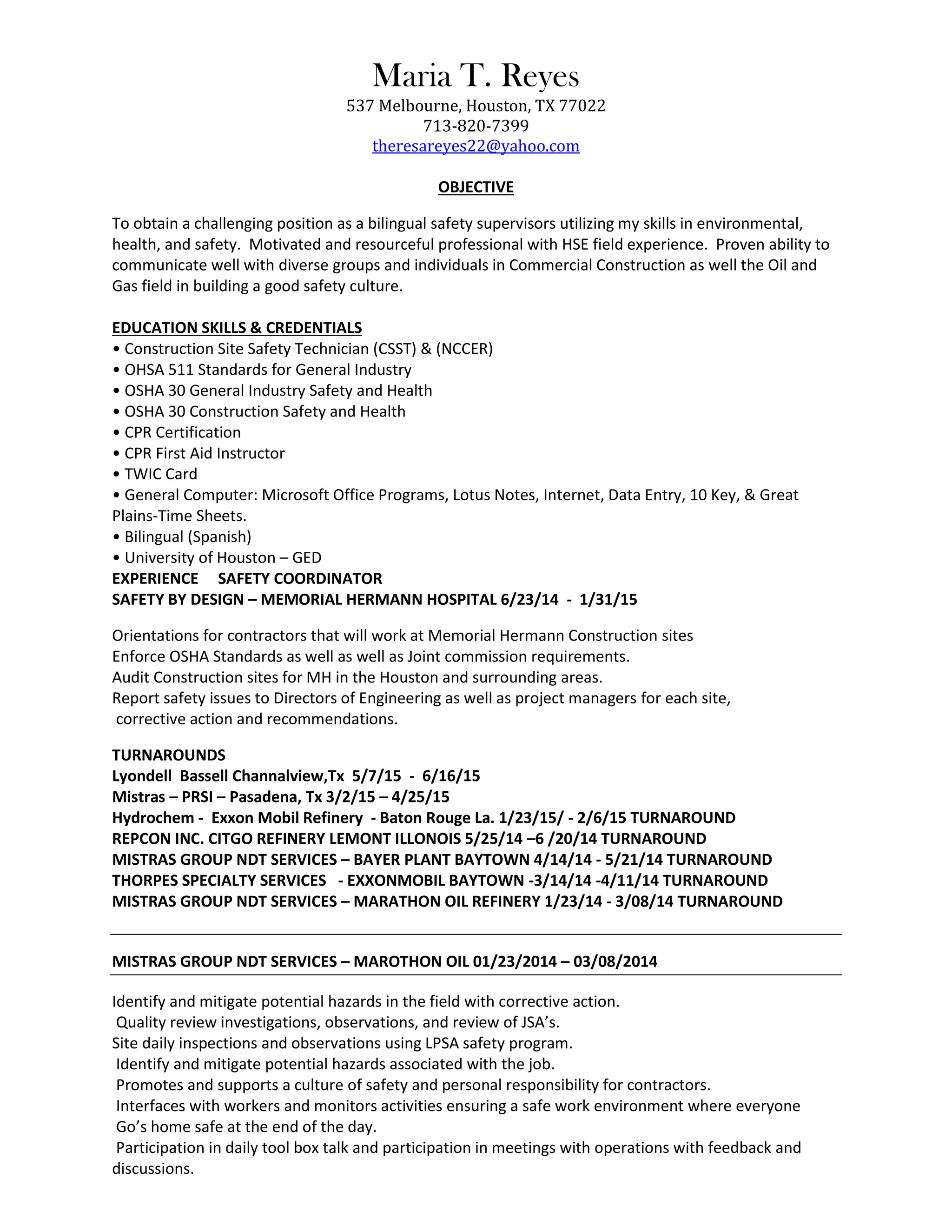 T Reyes Resume 8 4 15 | PDF