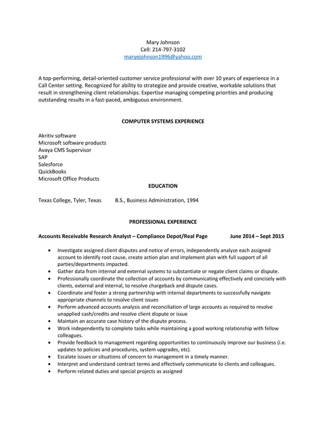 Mary Johnson resume-2015 | PDF