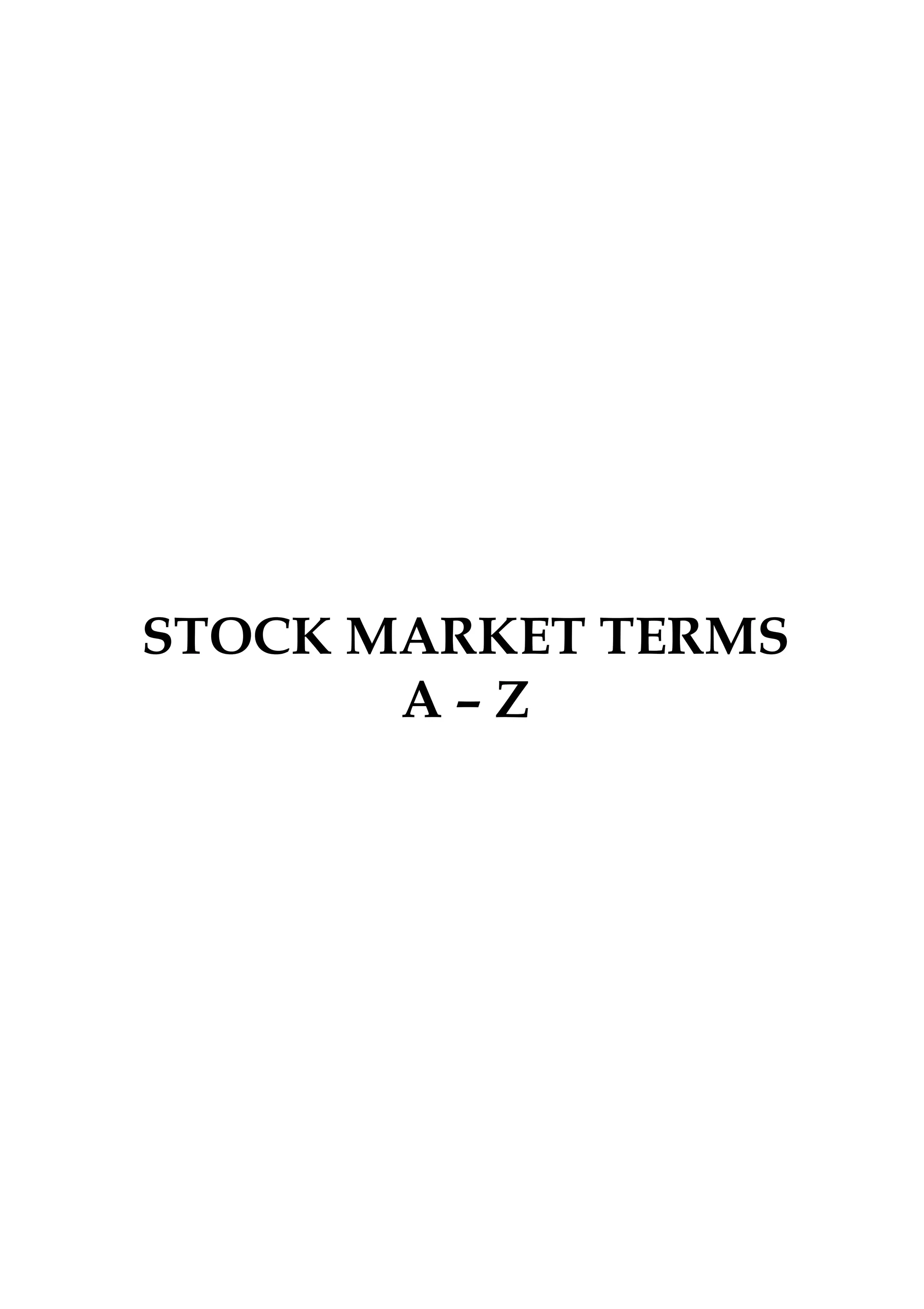 Stock Market Dictionary | PDF
