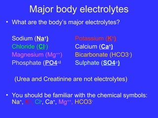 Electrolytes and its associated disorders in the clinical setting | PPT