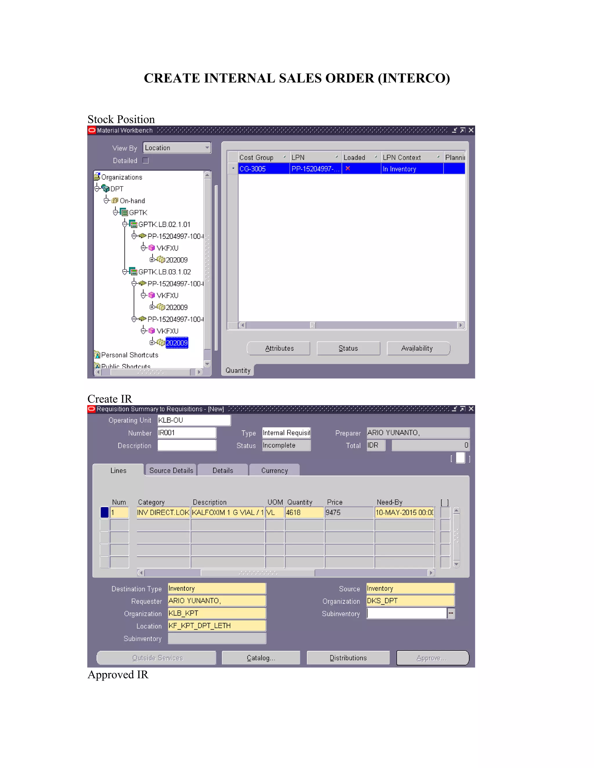 CREATE INTERNAL SALES ORDER | PDF