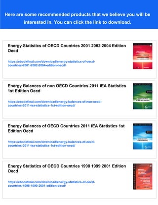 Energy Balances of Non OECD Countries 2001 2002 2004 Edition Oecd | PDF