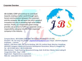 JBS GLOBAL CORP PROFILE | PDF