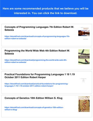 Concepts of programming languages 10th Edition Robert W. Sebesta | PDF