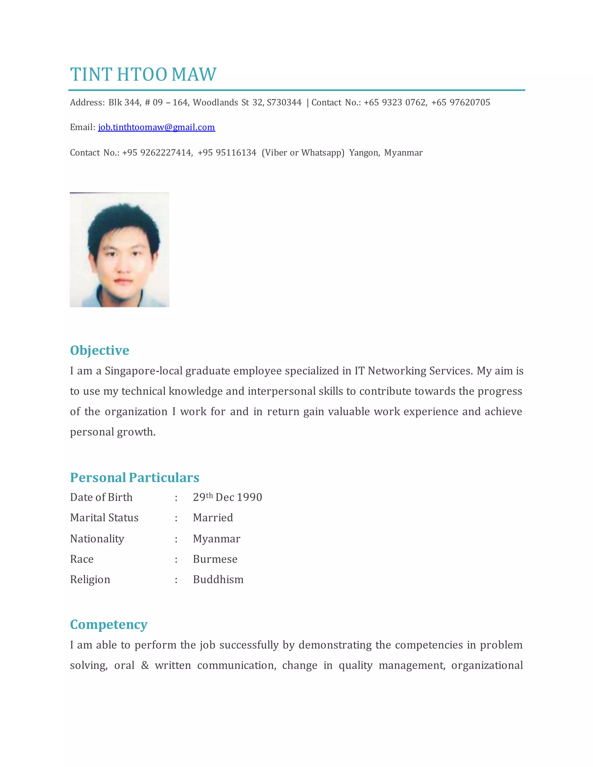 TINT HTOO MAW CV Form | PDF