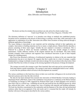 Innovation In Architecture A Path To The Future Alan Brookes | PDF