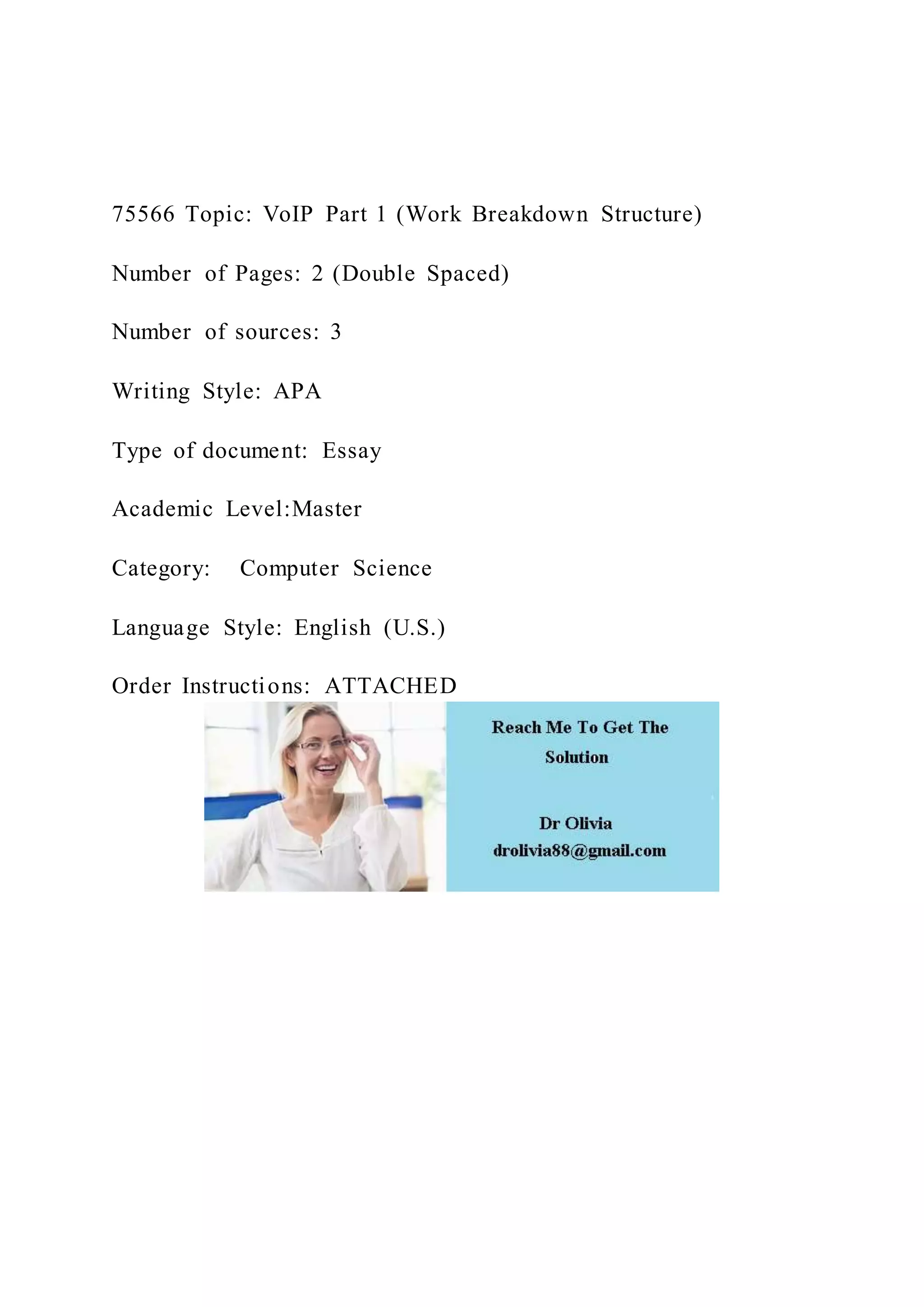 75566 Topic VoIP Part 1 (Work Breakdown Structure)Number of | PDF