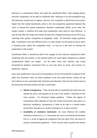 Coordinated effect of mergers research | DOCX