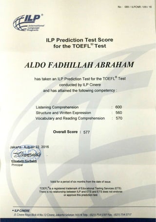5. ILP TOEFL Score (Aldo Fadhillah Abraham | PDF