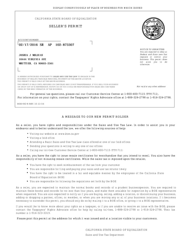 Sales Permit - Copy | PDF