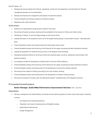 Momchil Vasilev CV (EN) | PDF | Business Accounting & Finance | Business