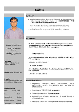 Vivek Sharma Resume | PDF