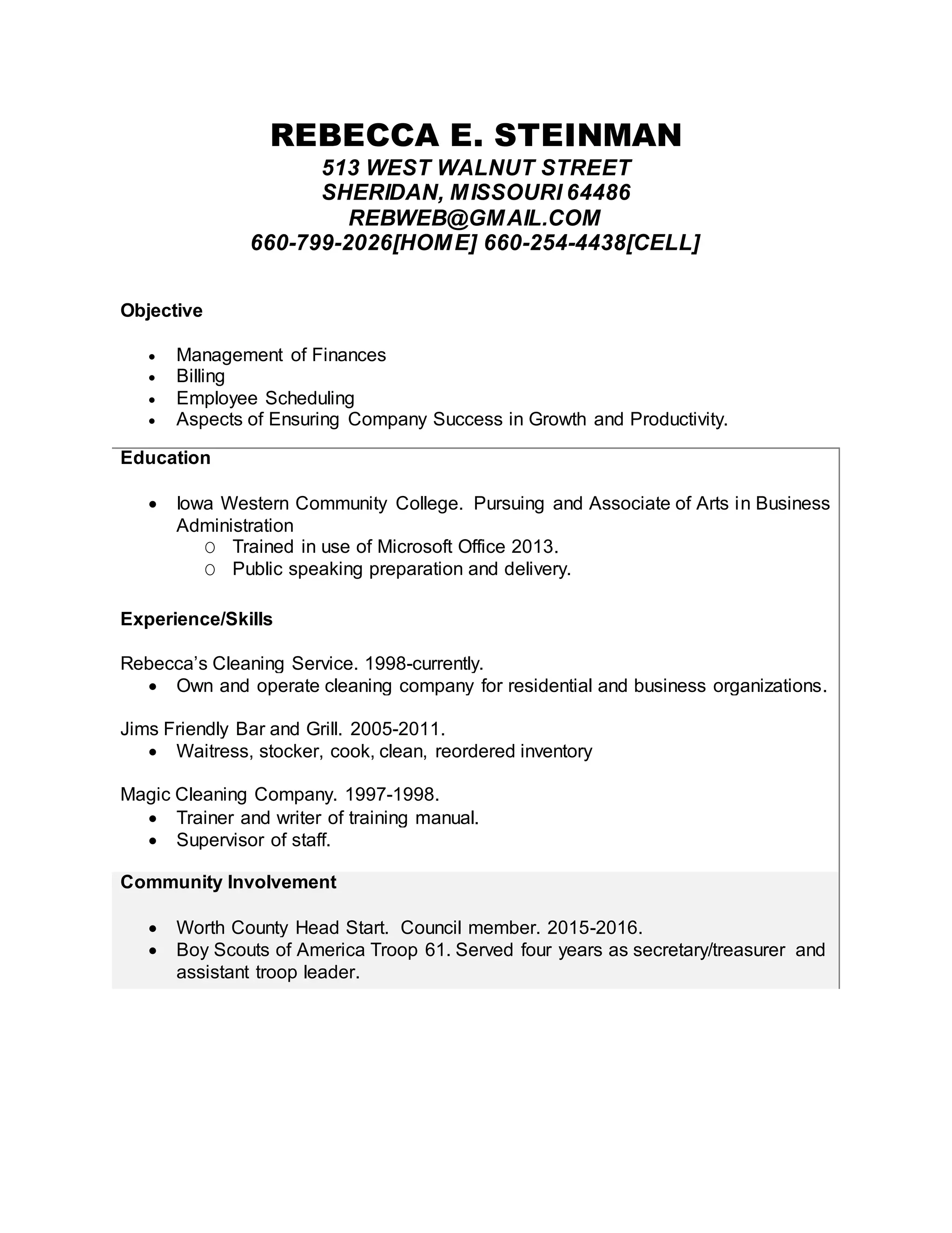 Resume by Rebecca for Rebecca revised | DOCX