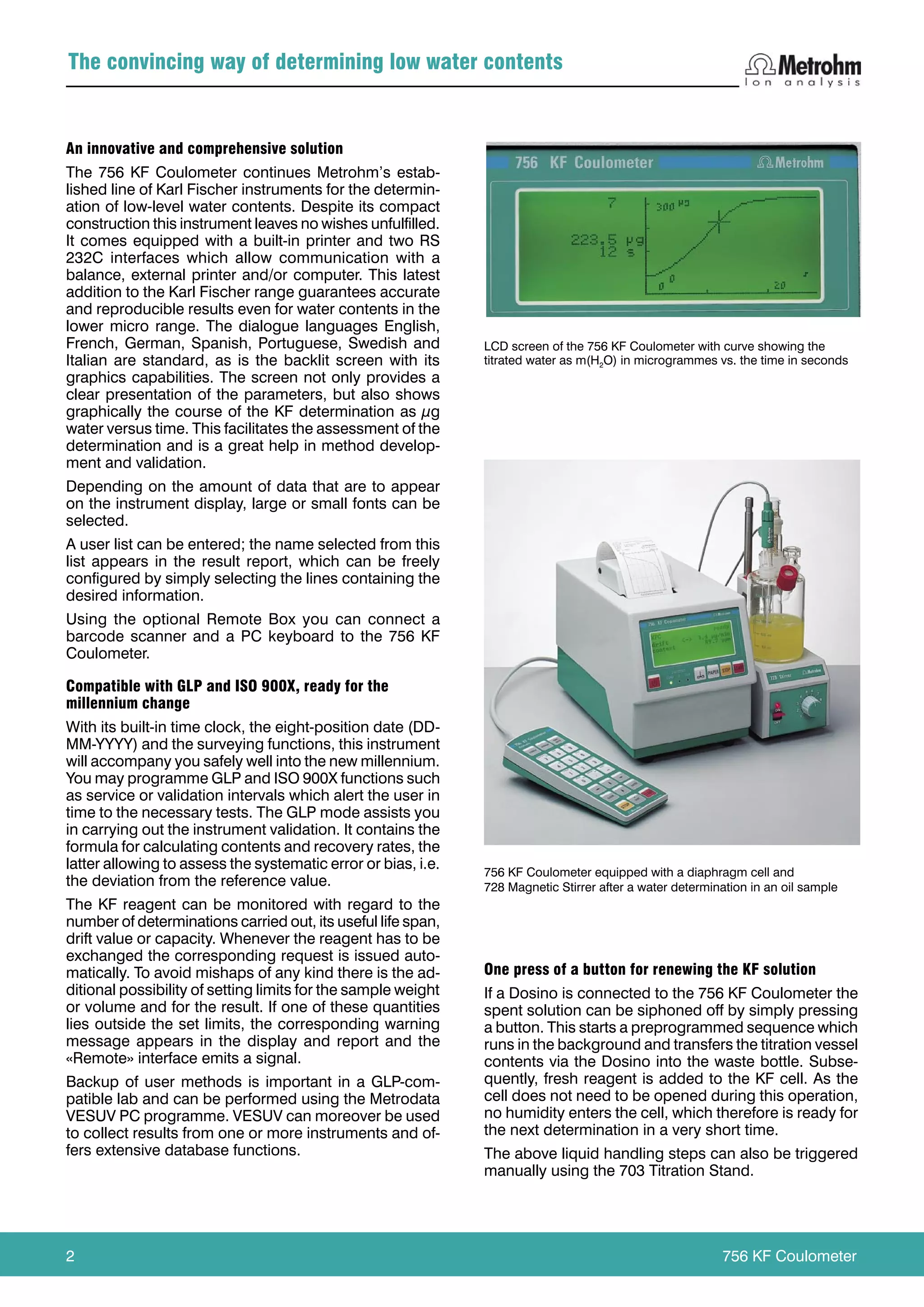 Coulometer for low level water determination in sample matrix | PDF