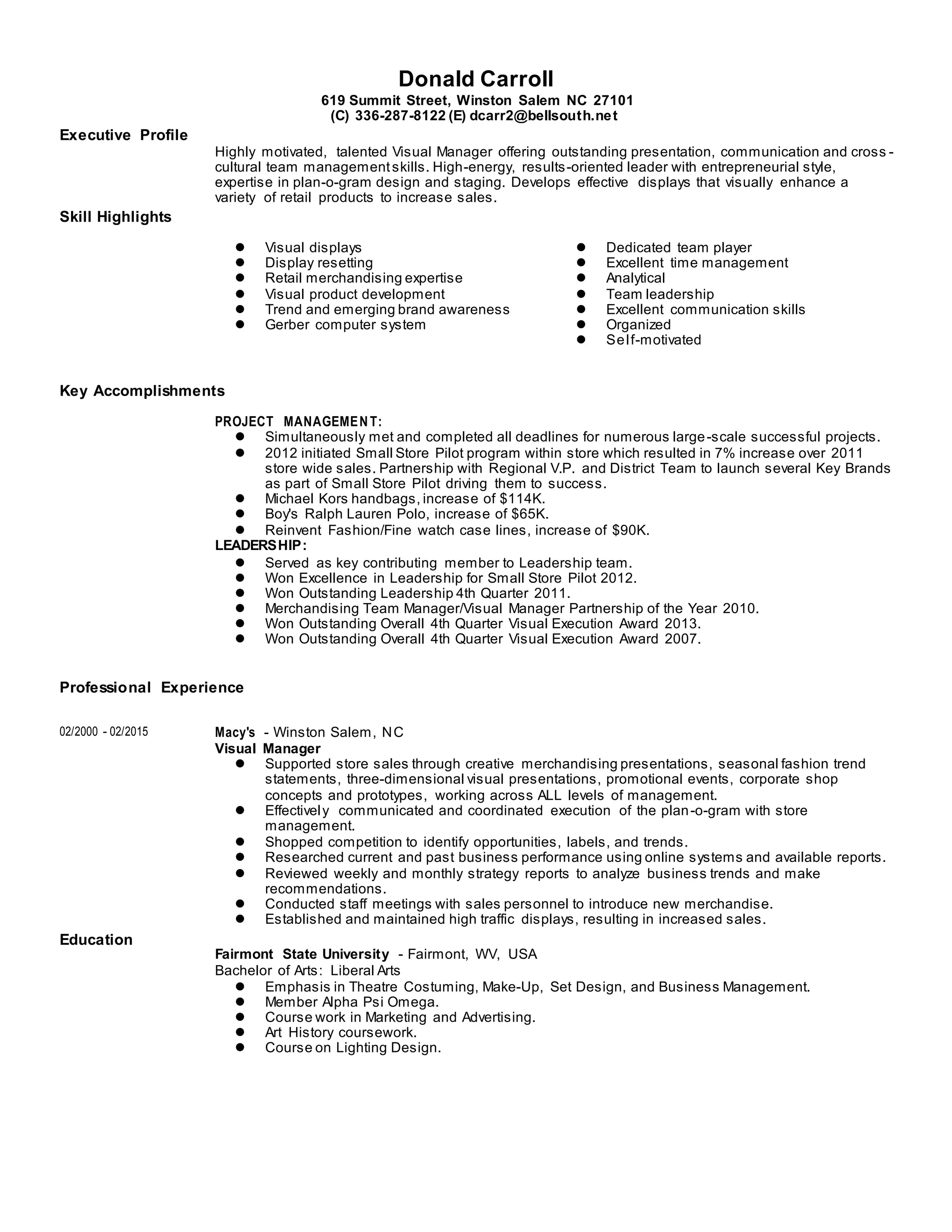 Donald Carroll Resume (1) | DOCX