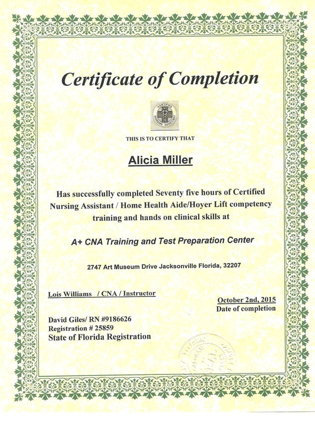 CNA Certificate | PDF