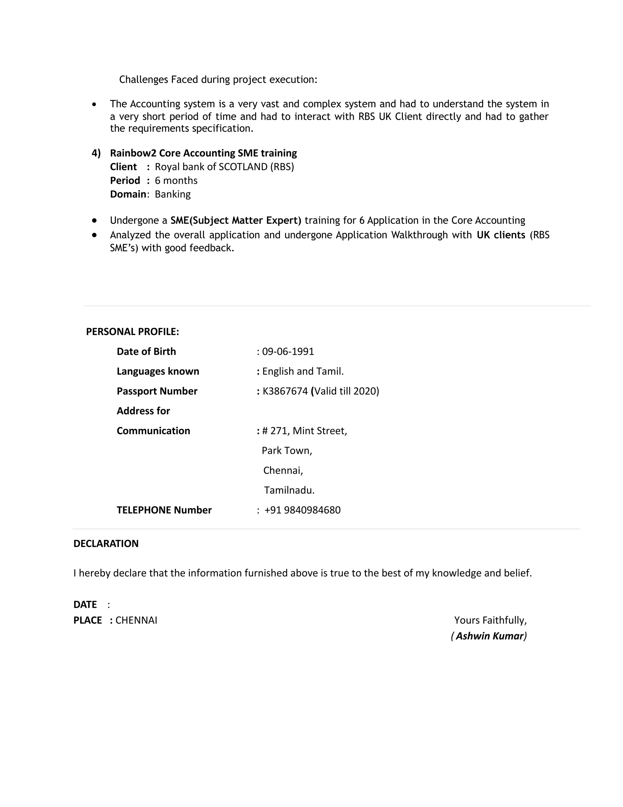 Ashwin - Mainframe Developer | DOC | Databases | Computer Software and Applications