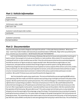 Auto Lab Experience Report | DOCX | Auto Type | Automotive