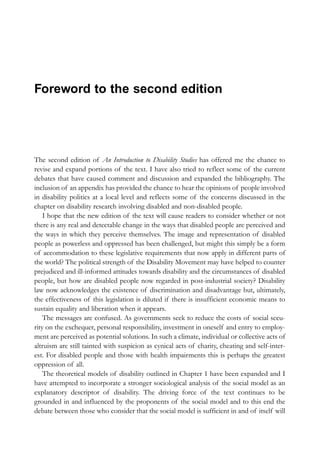 An Introduction to Disability Studies 2nd Edition David Johnstone | PDF