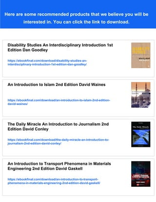 An Introduction to Disability Studies 2nd Edition David Johnstone | PDF