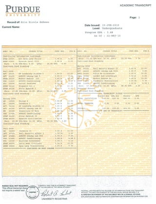Blake, Erin_Purdue Transcript | PDF