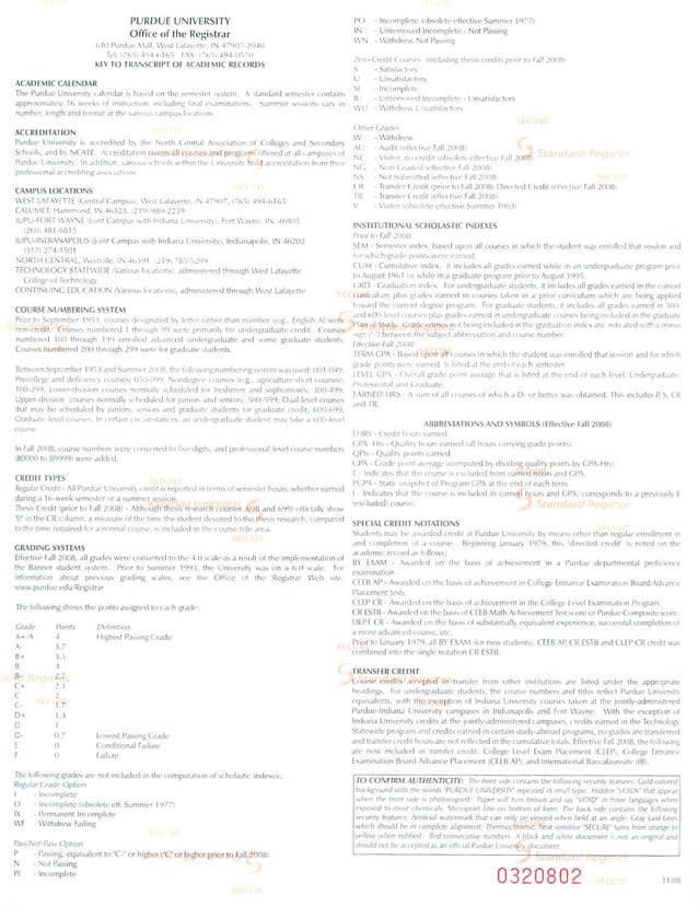 Blake, Erin_Purdue Transcript | PDF