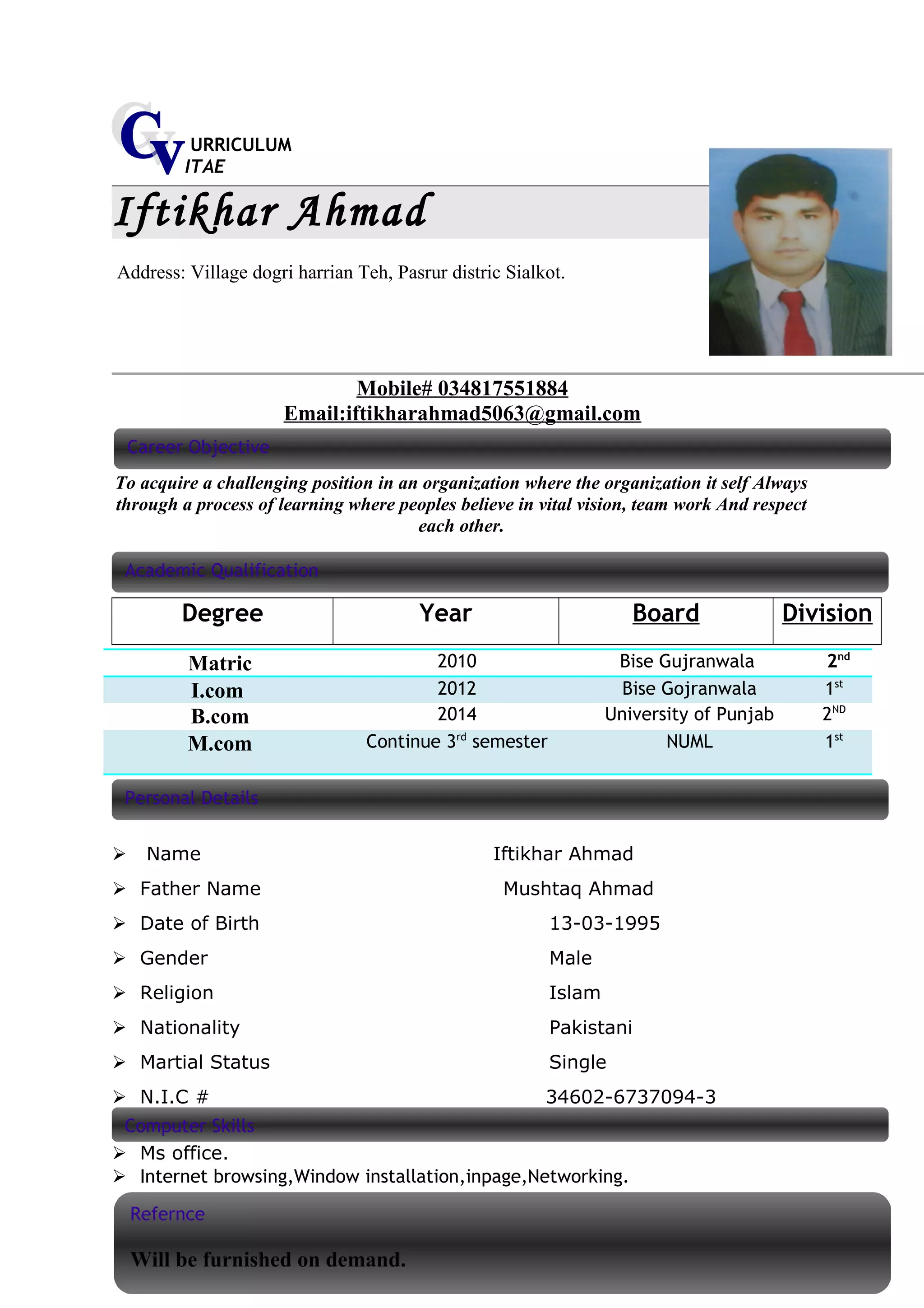 ifftikhar cv | DOC
