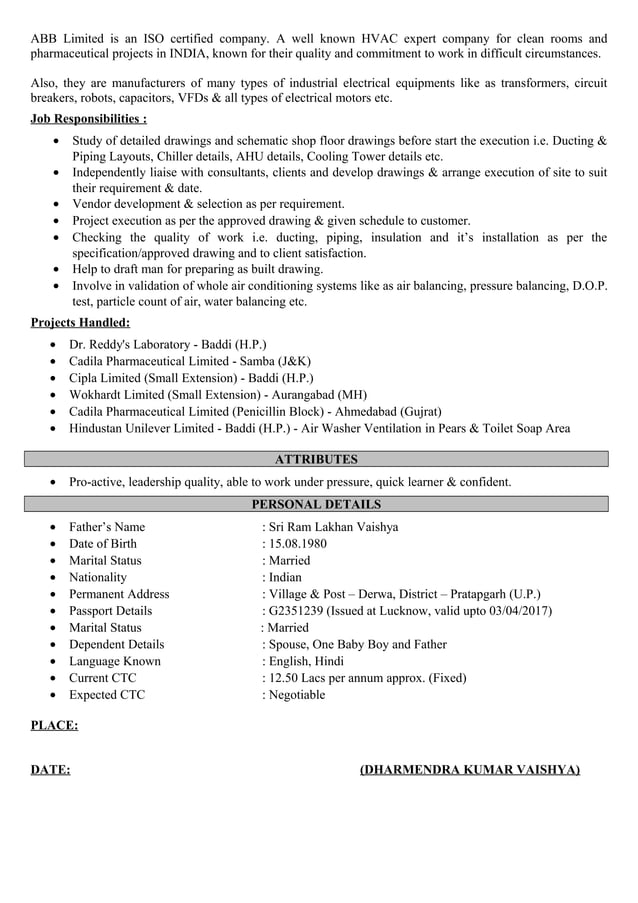 Dharmendra Updated CV | DOC