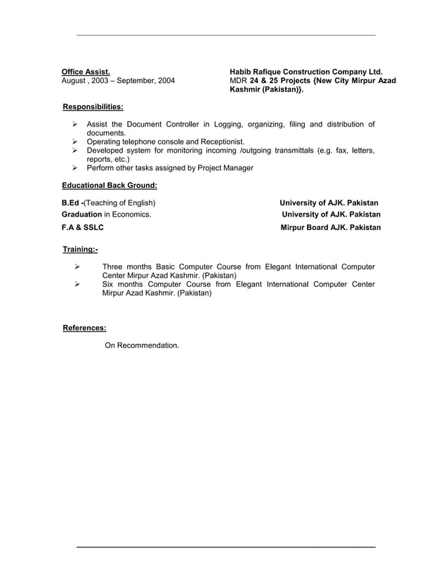 kashif CV - Doc-Controller - Secretary | PDF