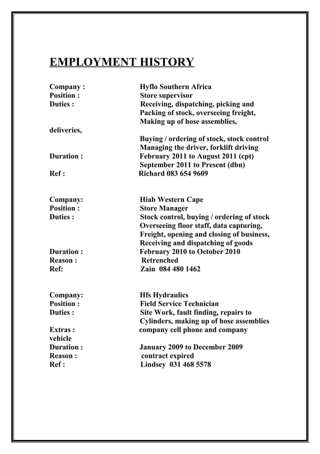 EMPLOYMENT HISTORY | PDF | Free Download