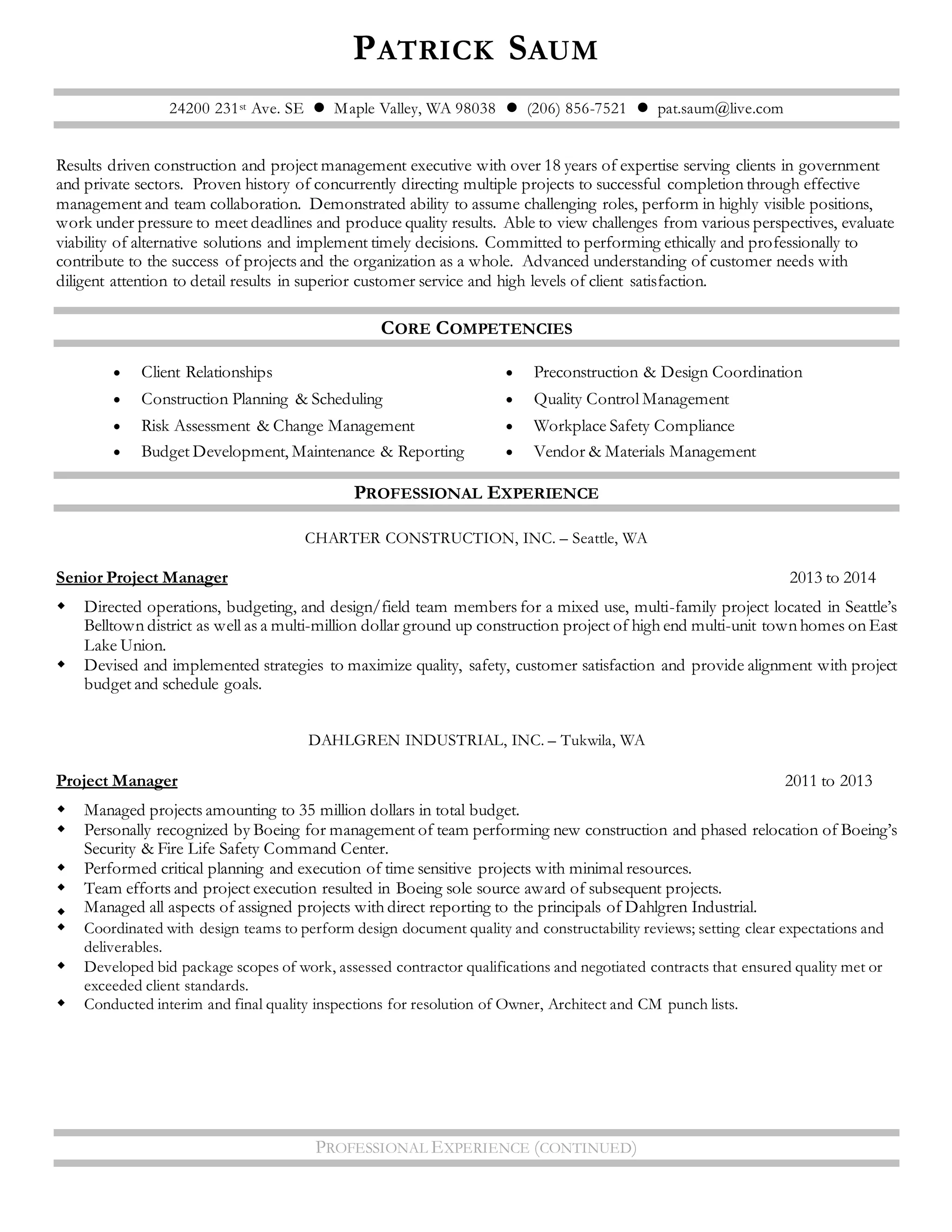 Pat Saum Resume | DOCX