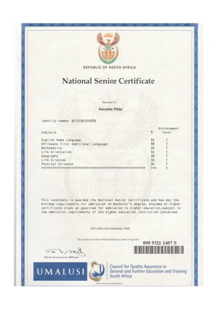 Matric Certificate | PDF