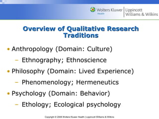 QUALITATIVE RESEARCH METHODOLOGY AND APPROACHES | PPT