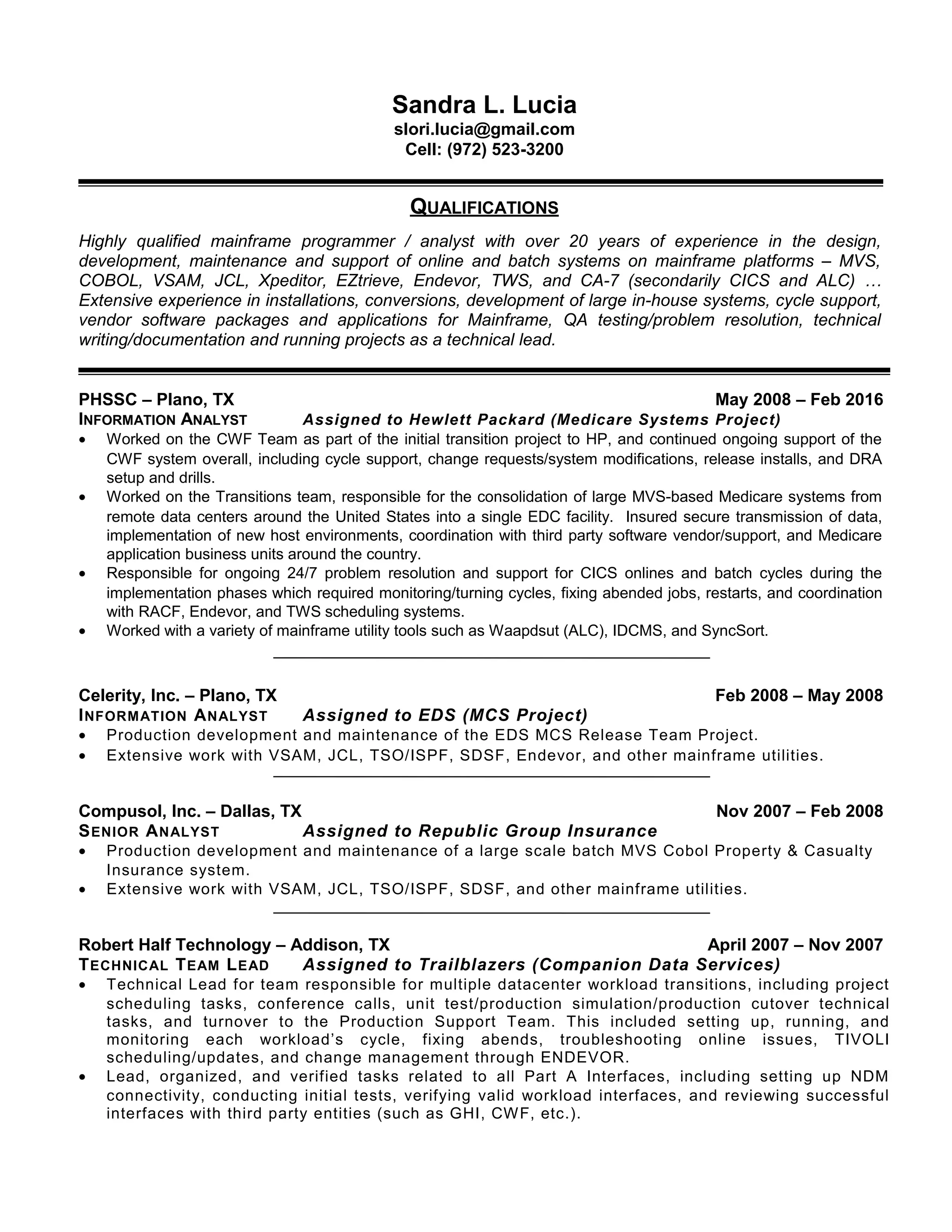 Sandra Lucia Resume | DOC