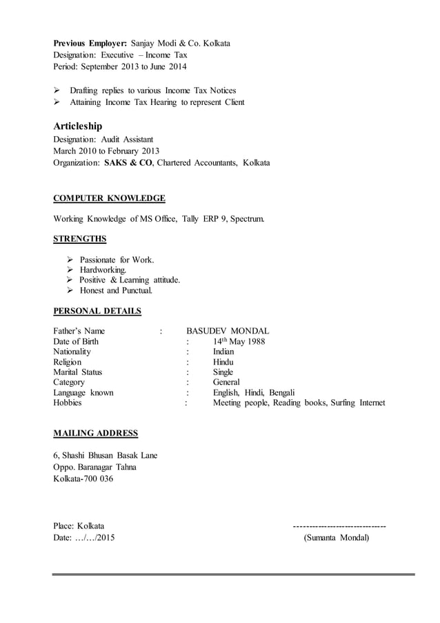 Sumanta CV Exp | PDF