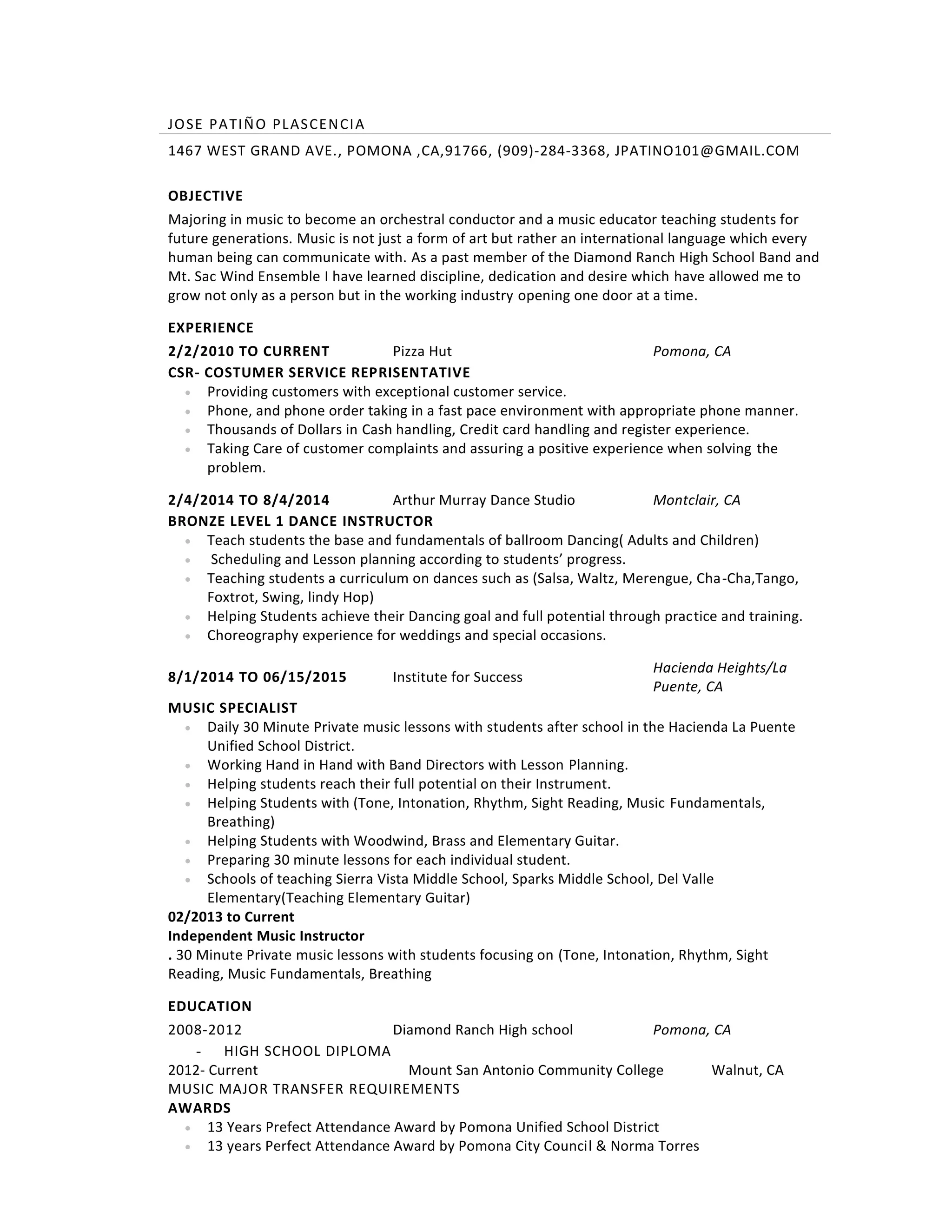 Jose Patino Ressume - final - Copy2 | PDF