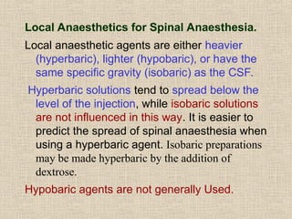 Spinal Anesthesia consideration intraoperative and post operative | PPT