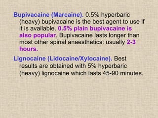 Spinal Anesthesia consideration intraoperative and post operative | PPT