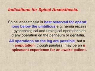 Spinal Anesthesia consideration intraoperative and post operative | PPT