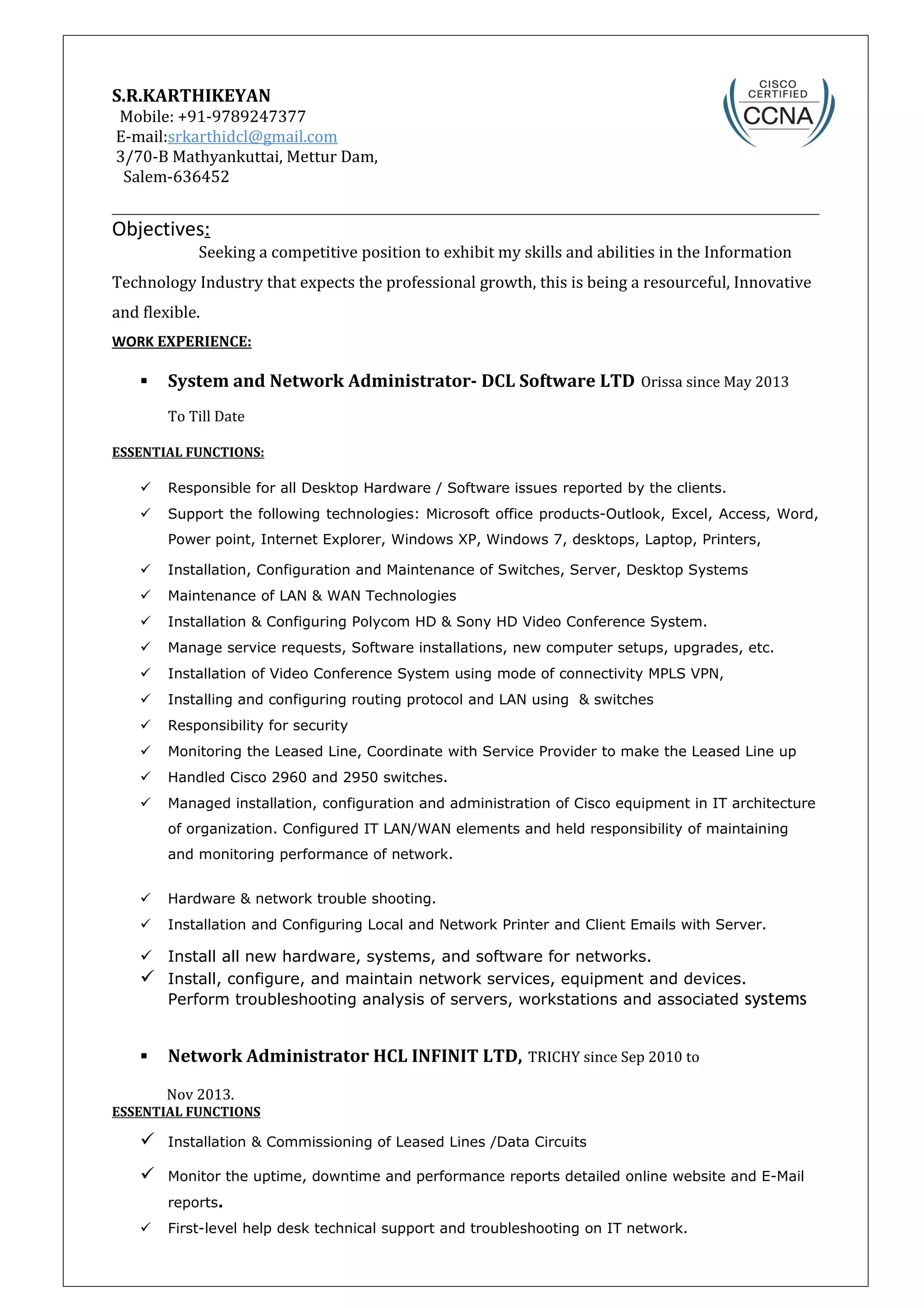 Resume_Karthikeyan SR | PDF