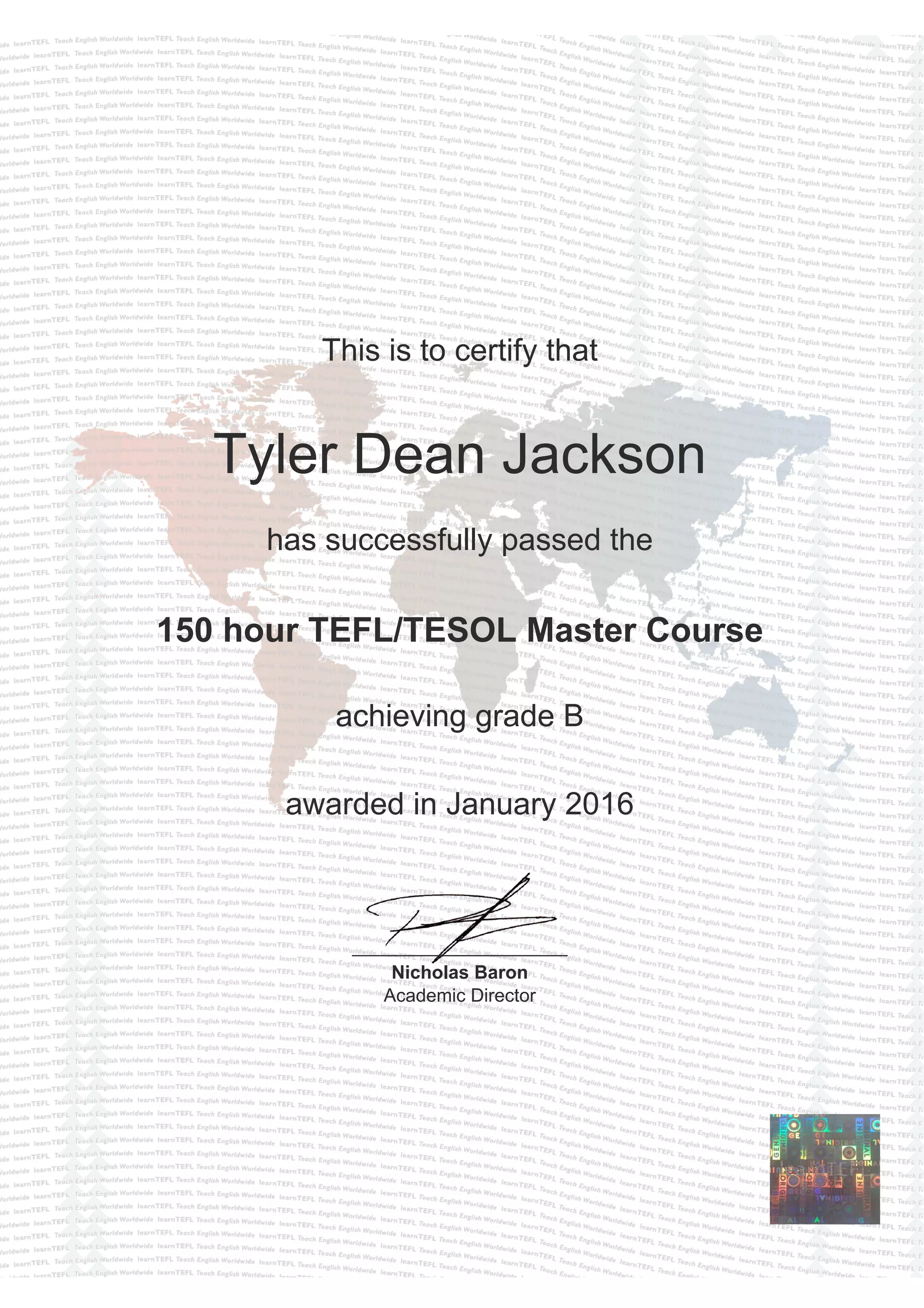 Certificate for tefl () | PDF