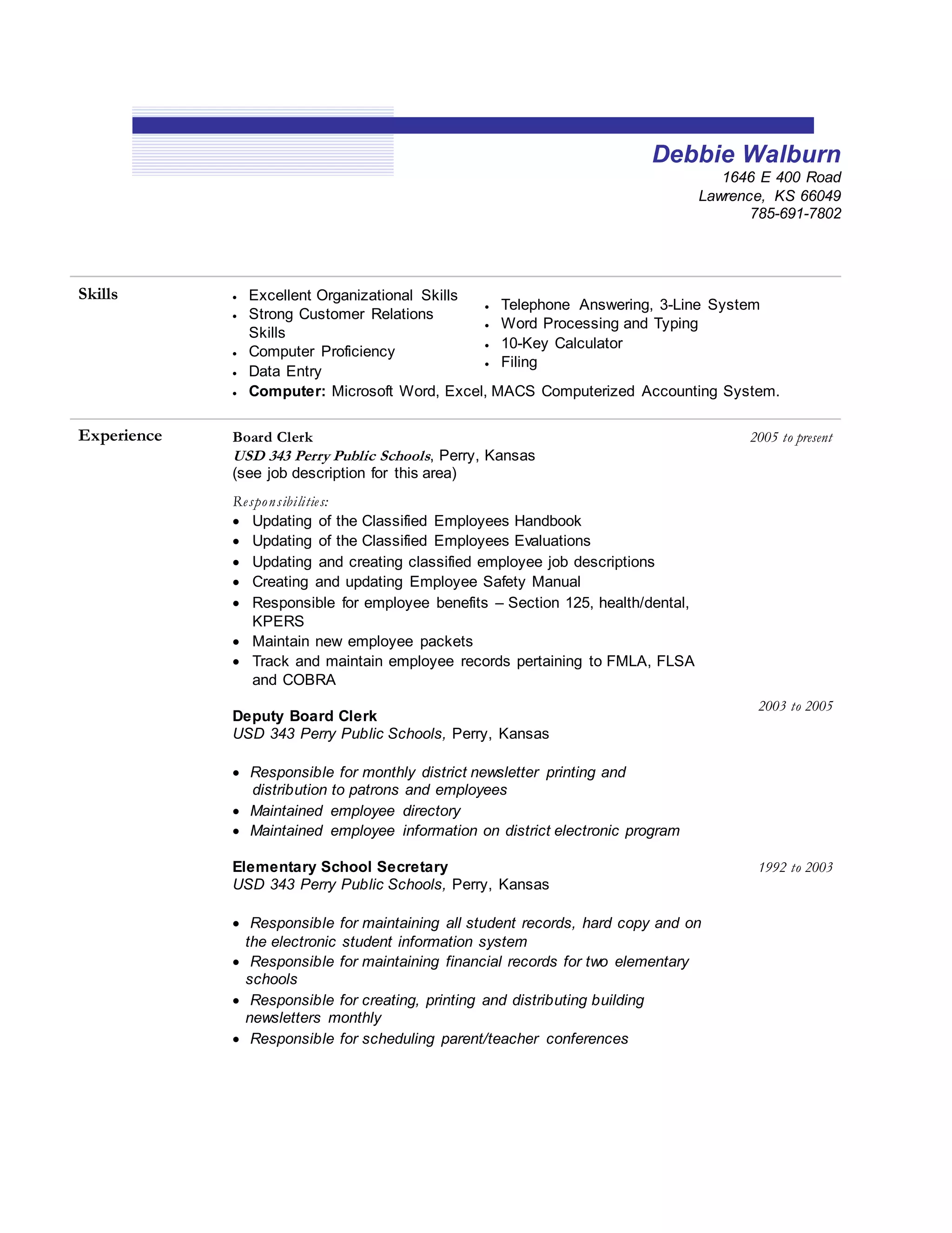 Debbie Walburn Resume | PDF