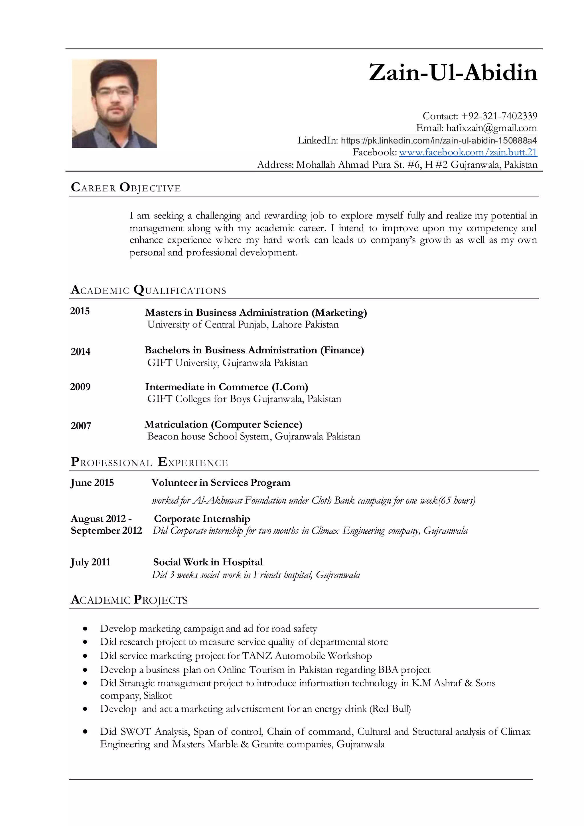 ZAIN BUTT CV | PDF