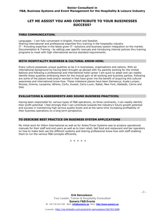 Sameric F&B Events Mission Statement | PDF