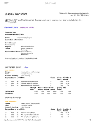 Academic Transcipt | PDF