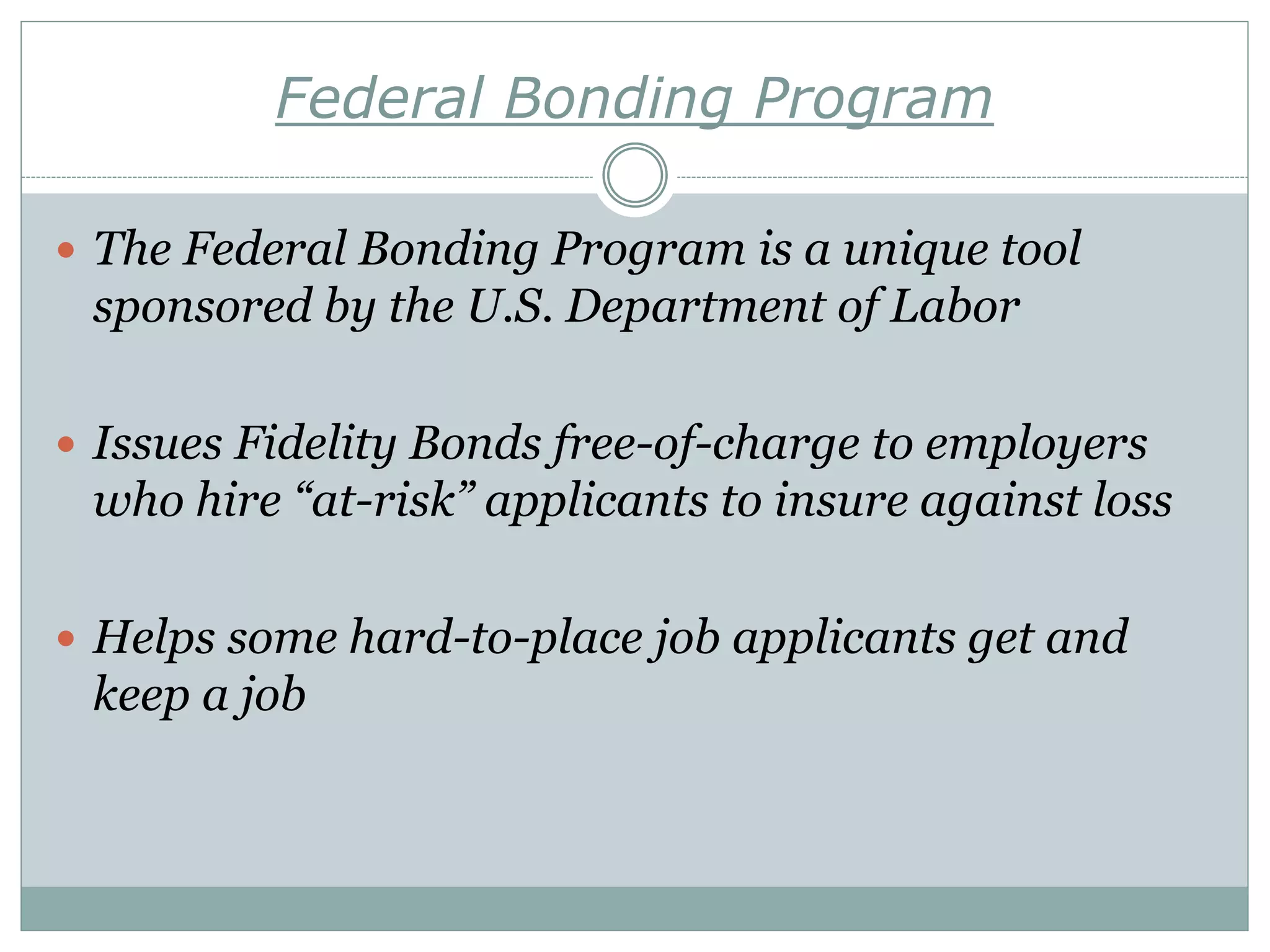 Federal Bonding Program | PPT